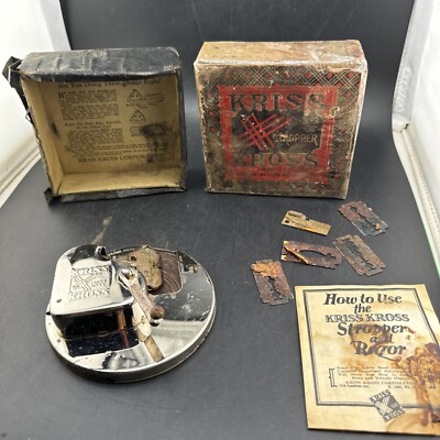 Vintage 1920's Kriss Kross Stropper Razor Blade Sharpener w/Box USA | eBay