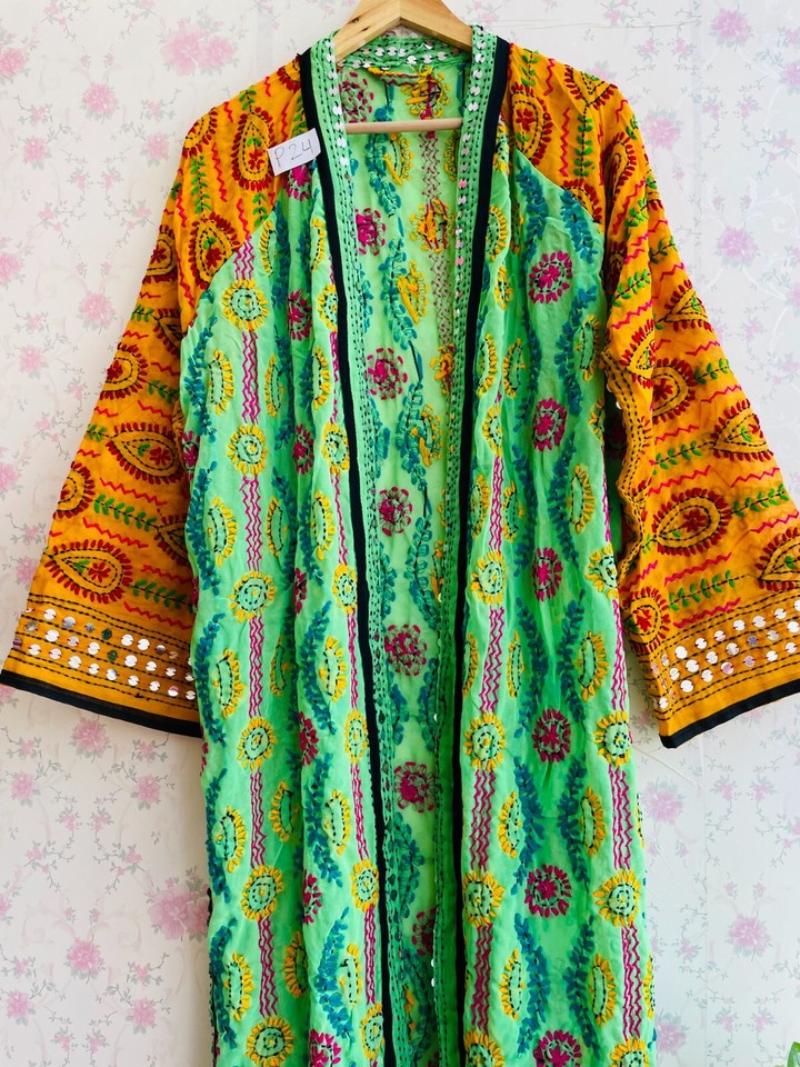 New Hand Embroidery Kimono Duster Cardigan Dressing Gown Festival ...