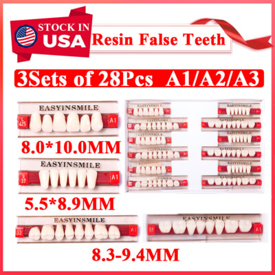 84Pc Full Set A1/A2/A3 Dental Acrylic Resin Denture False Teeth Upper ...