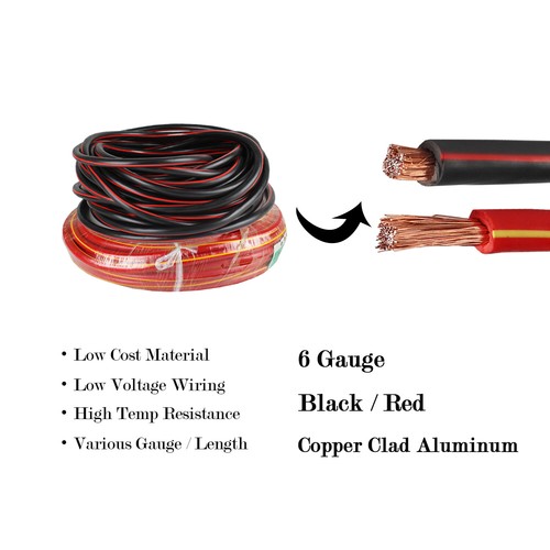 Battery Cable Car Solar RV Power Inverter Cable 6 AWG Gauge Tinned Copper Wiring | eBay