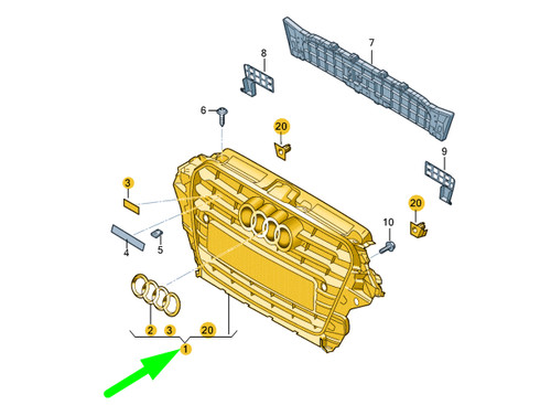 NEW AUDI Q5 8R RADIATOR GRILLE 8R0853651ACT94 ORIGINAL 8R0-853-651-AC ...