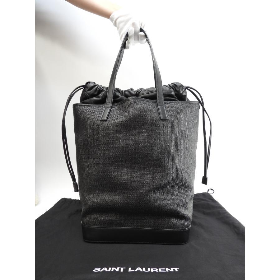 Saint Laurent Tote Bag Teddy YSL Black with Drawstring Inner Shoulder ...