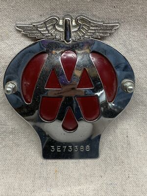 VERY RARE RED Vintage AA Auto Association British Auto Car Badge Emblem ...