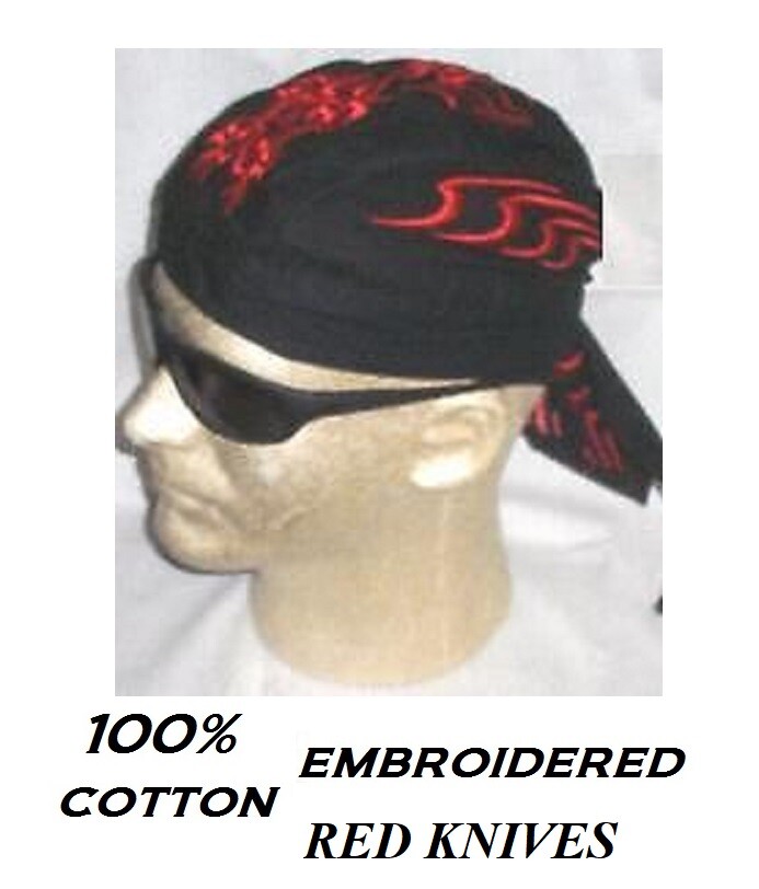 HAV-A-HANK HAV-A-DANNA EMBROIDERED FITTED BANDANA TIES Doo Do Rag Skull ...