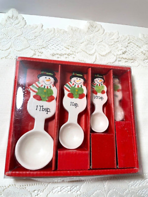 Set of 4 Ceramic Snowman Holidays Measuring Spoons Dennis East ...