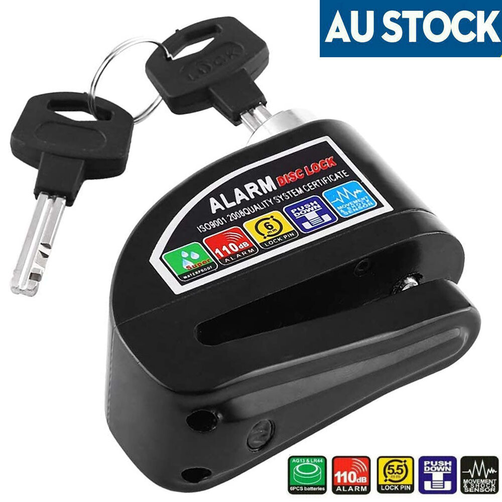 Motorcycle Alarm Disc Lock Motorbike Brake Security Electric Rotor Lock ...