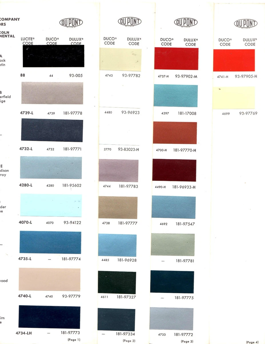 1966 Gto Color Chips