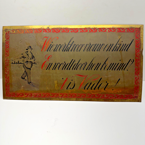 Antique Vintage Early 1900s Metal DUTCH Netherlands Family Fathers Sign ...