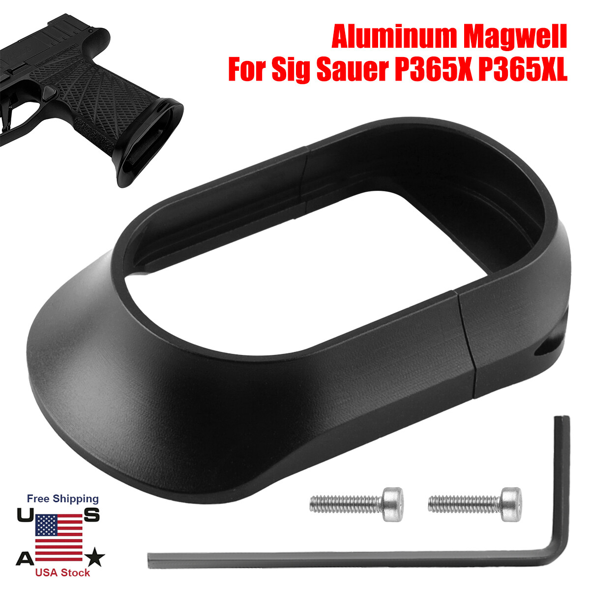 Flared Aluminum Magwell Black For Sig Sauer P365X P365XL No Backstrap ...