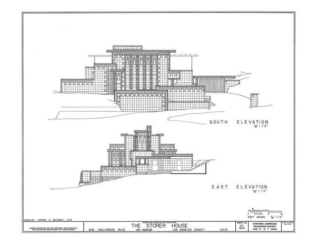 Frank Lloyd Wright Textile Block House Drawings - Architectural Plan ...