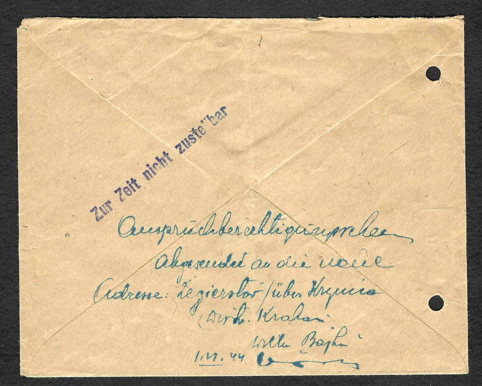 GG: Brief aus Krakau 1944 nach Michalki, zurück mit neuer Adresse | eBay
