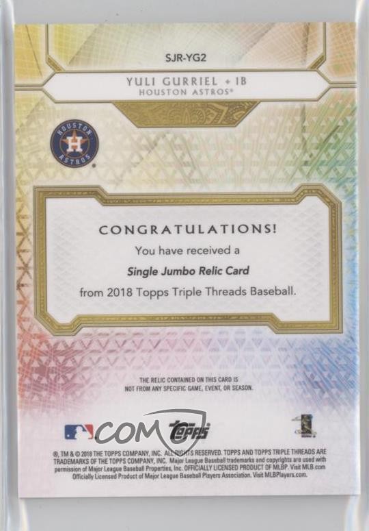 2018 Topps Triple Threads Single Jumbo Relics Gold 8/9 Yuli Gurriel # ...