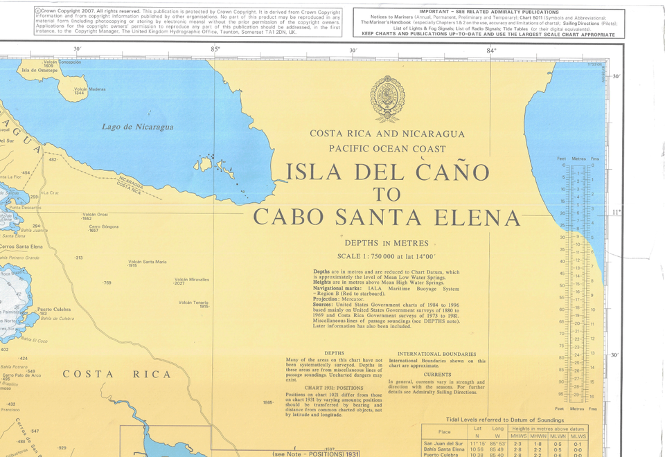 1021 Isla Del Cano Cabo Santa Elena Costa Rica Nicaragua Chart Map ...