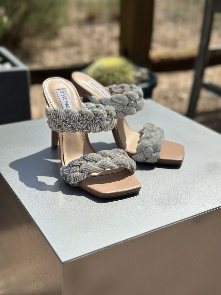Steve Madden 7M Kenley Braided Bling Rhinestone Slide Stilettos ...