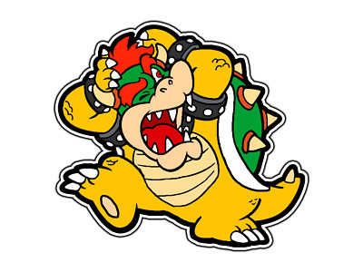 Bowser Hit Hurt 2D Mushroom Kingdom Sticker Waterproof Vinyl Decal Die ...