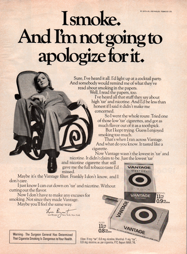 Vantage Menthol Cigarettes 1975 Vintage B&W Smoking Print Ad | eBay