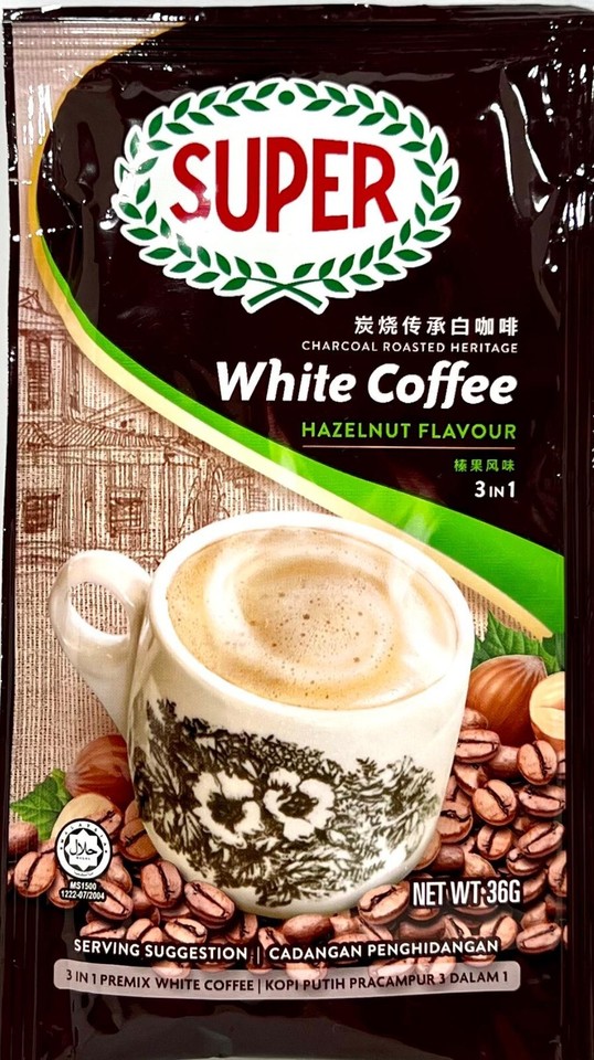 Super 3-In-1 Hazelnut Charcoal Roasted Instant White Coffee 10 Sachets ...