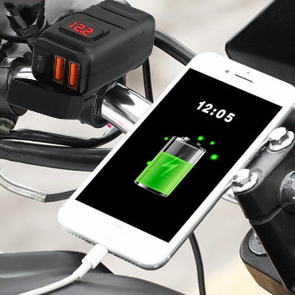 Motorcycle USB Charger, Quick Charge 3.0 Dual USB, Motorcycle Phone GPS ...