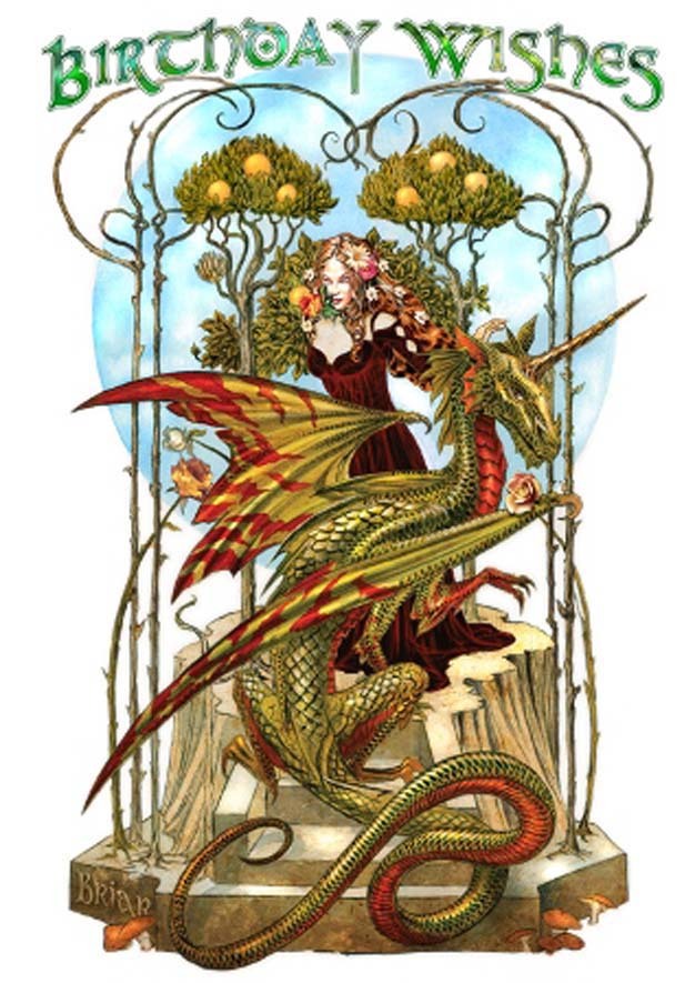 Briar Dragon Unicorn Fairy Angel Fantasy Art Alternative Birthday ...