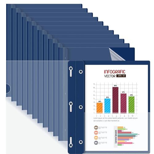 12 Pack Plastic Report Covers with 3-Prong Fasteners Clear Front Resume ...