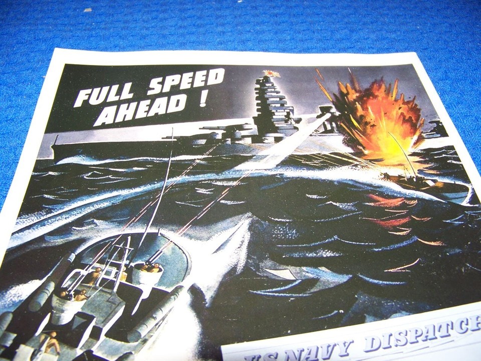 U.S. NAVY "FULL SPEED AHEAD"...1-PAGE PROPAGANDA POSTER (340JJ) | eBay