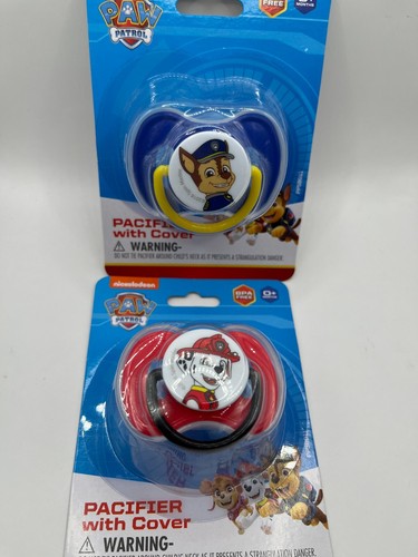 2 PACK NICKELODEON PAW PATROL CHASE & MARSHALL PACIFIER WITH COVER. 0M ...