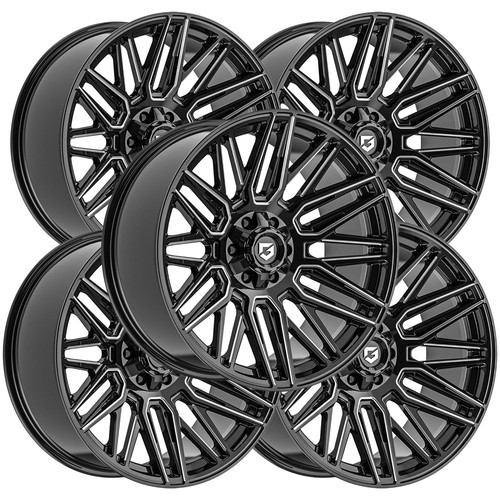 (Set of 5) Gear 770BM Edge 20x10 6x135/6x5.5" -19mm Black/Milled Wheels ...
