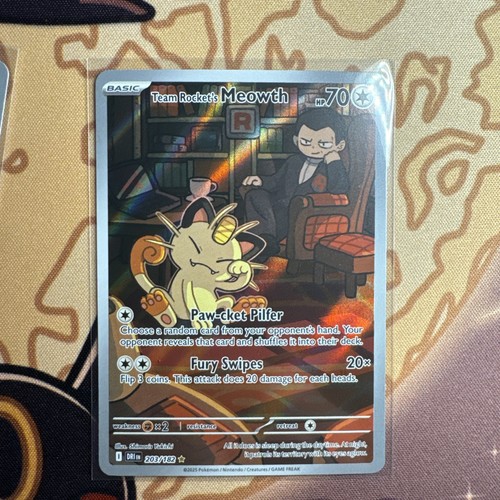 Team Rockets Meowth Holo Card 203/182 Sv10: Destined Rivals NM ...