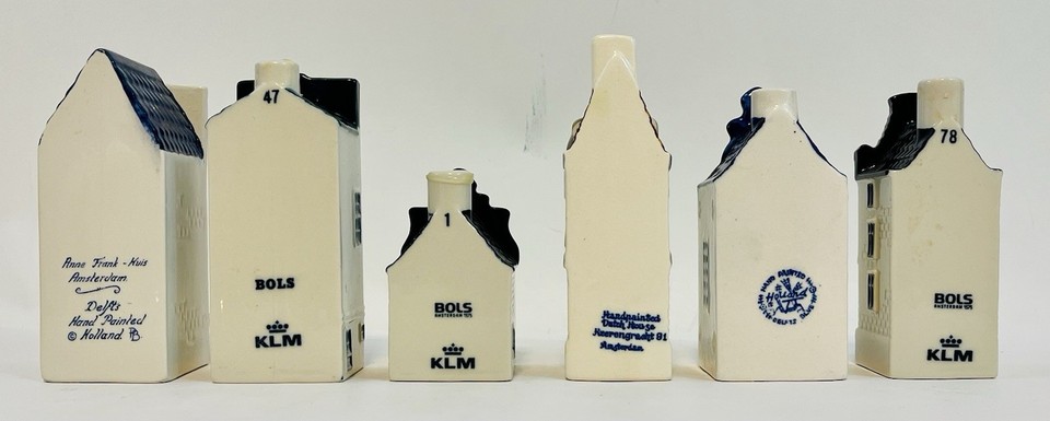 6 RARE KLM Blue Delft Dutch Houses (#1! #47 + ANNE FRANK HOUSE #91 #78 ...