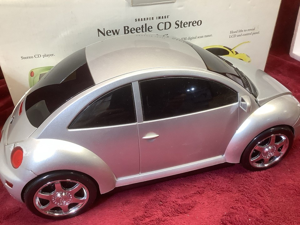 VW Volkswagen Beetle Bug CD Player/FM Radio Sharper Image Silver Works ...