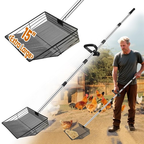 15 inch Extra Large Chicken Poop Scooper with Ergonomic Grip,5-in-1 ...