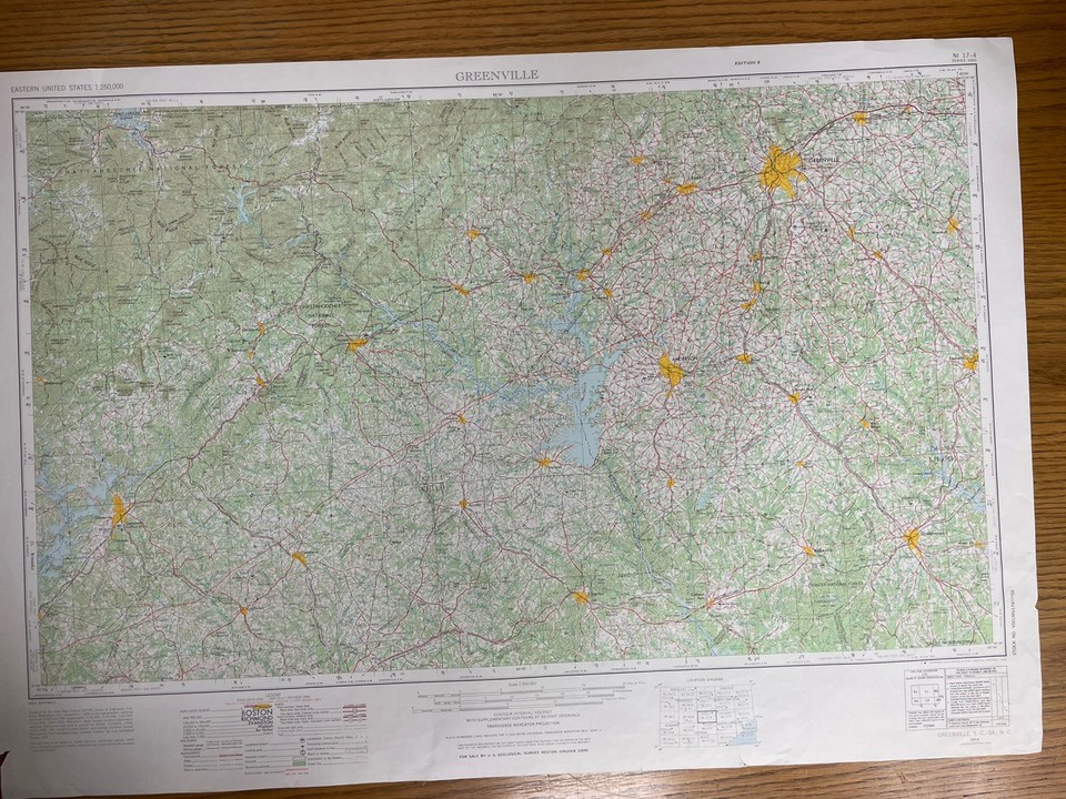 Vintage USGS Greenville Georgia North Carolina SC 1954 Topographic Map ...