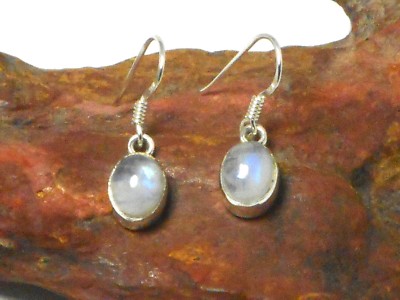 Fiery Oval MOONSTONE Sterling Silver 925 Gemstone Earrings | eBay