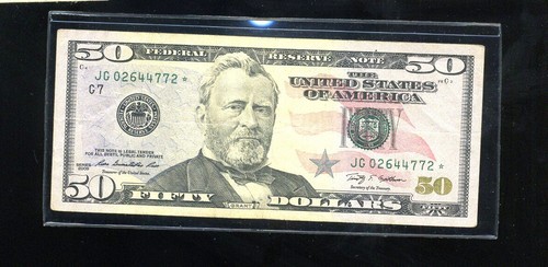 50 Dollar Bill 2009 STARNOTE JG02644772* STAR NOTE PAPER CURRENCY MONEY ...