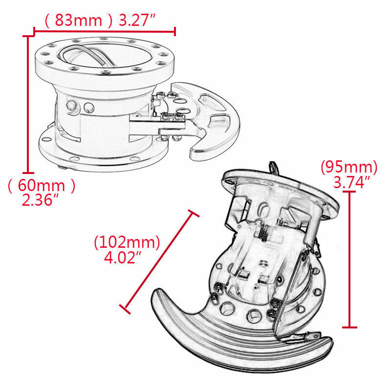 2.4" Extend Aluminum Black Steering Wheel Quick Flip Tilt Up Kit For ...