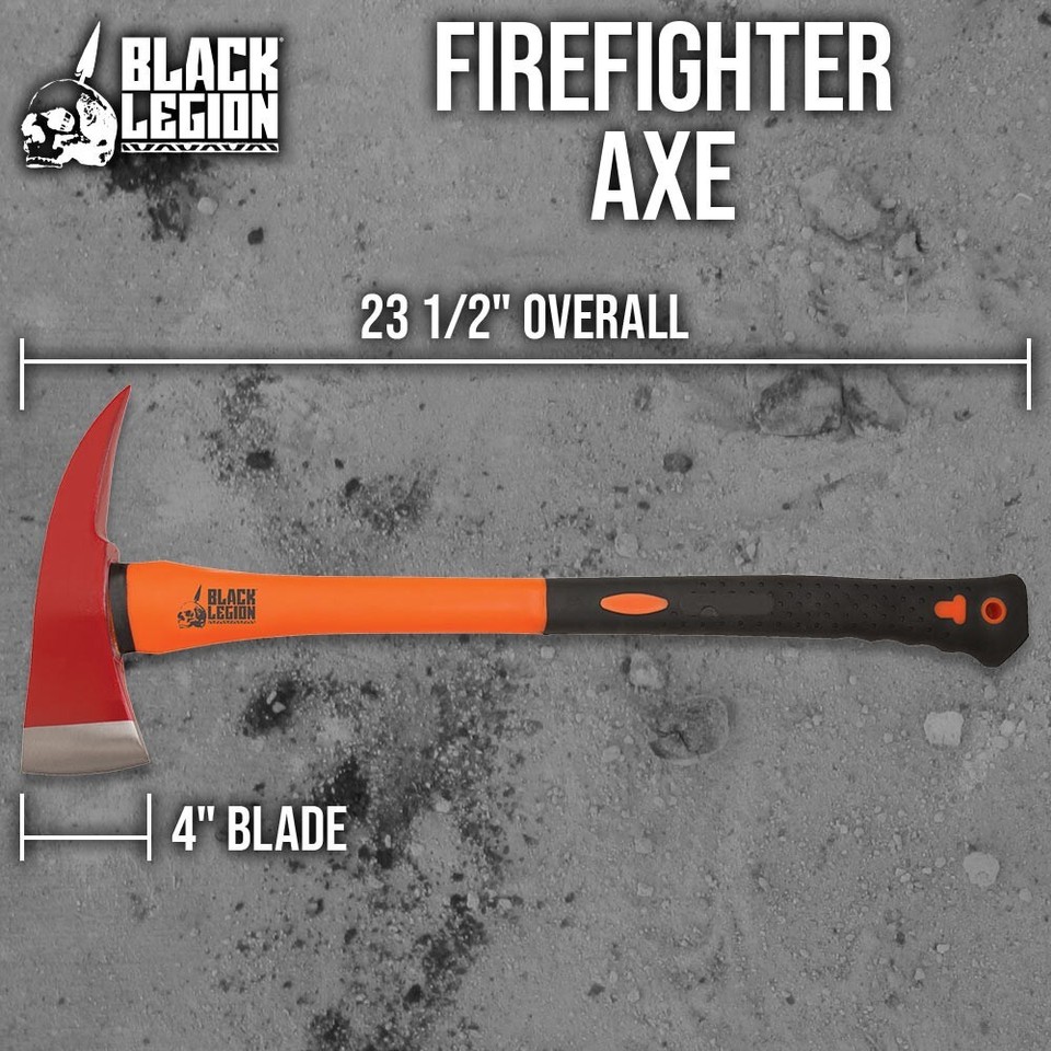 Black Legion Firefighter Axe, Striking Red Axe Head, Back Spike, 23 1/2 ...
