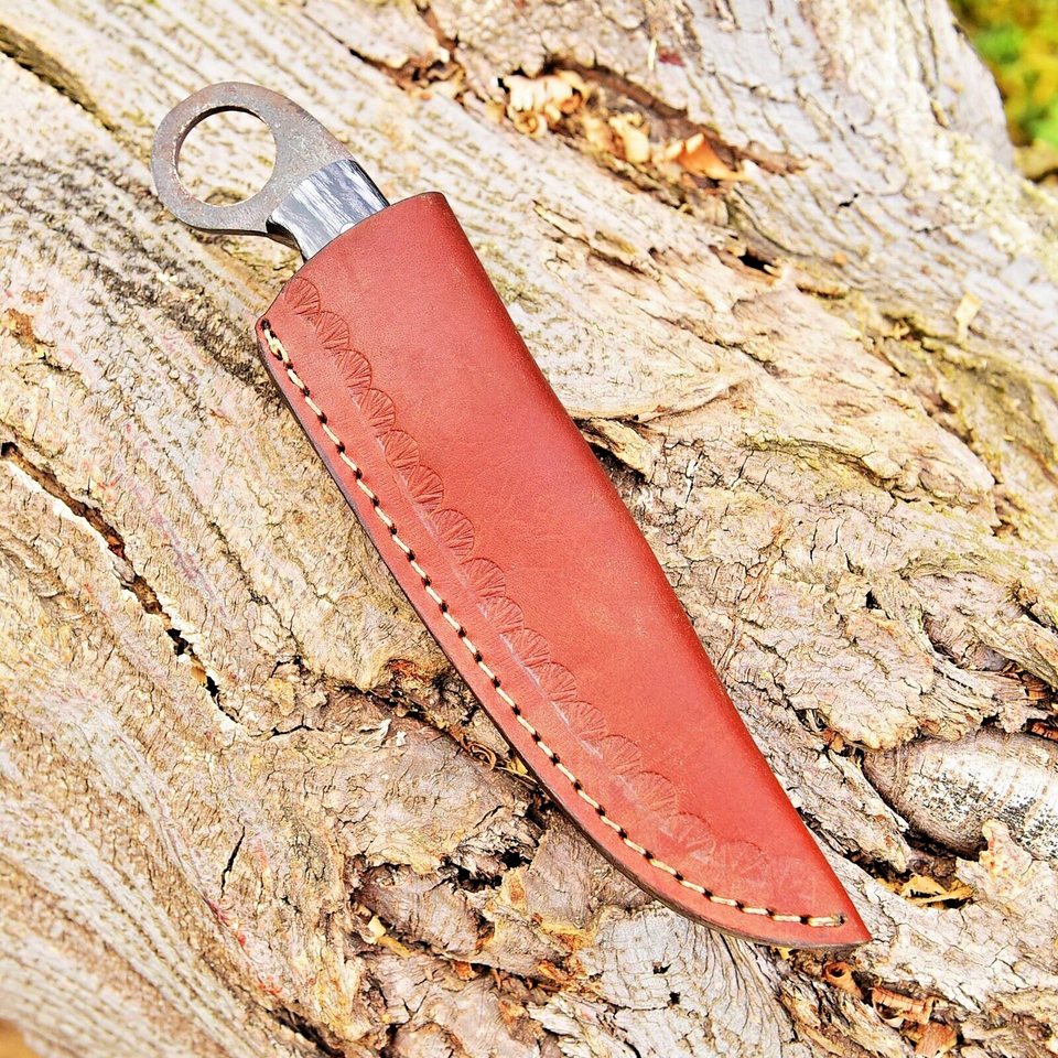 Hand Forged Railroad Spike Carbon Steel Fixed Blade seax Knife wood ...