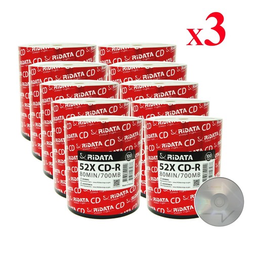 3000 Pack Ridata CD-R 52X 700MB/80Min Branded Logo Blank Media ...