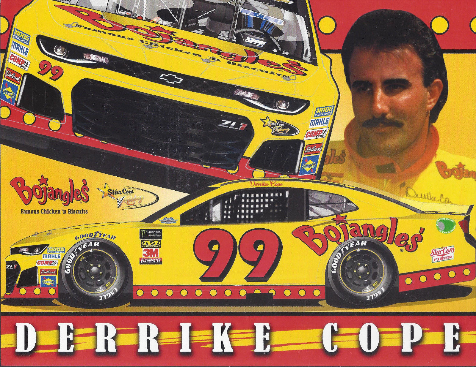 2018 DERRIKE COPE "DARLINGTON THROWBACK BOJANGLES" #99 NASCAR POSTCARD ...