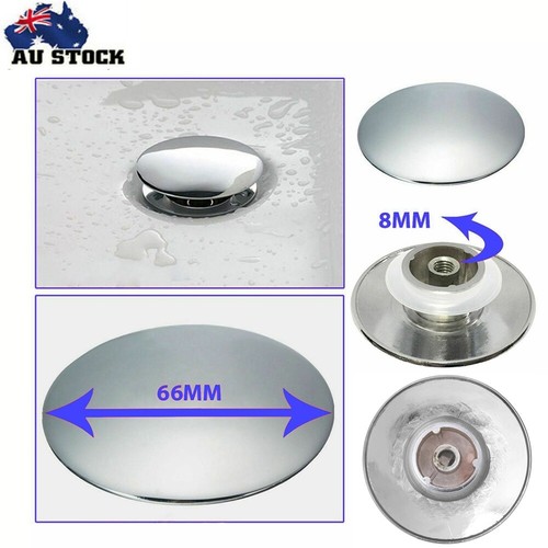 66mm Easy Pop Up Plug Cap Basin Waste Click Clack Push Button Bathroom ...