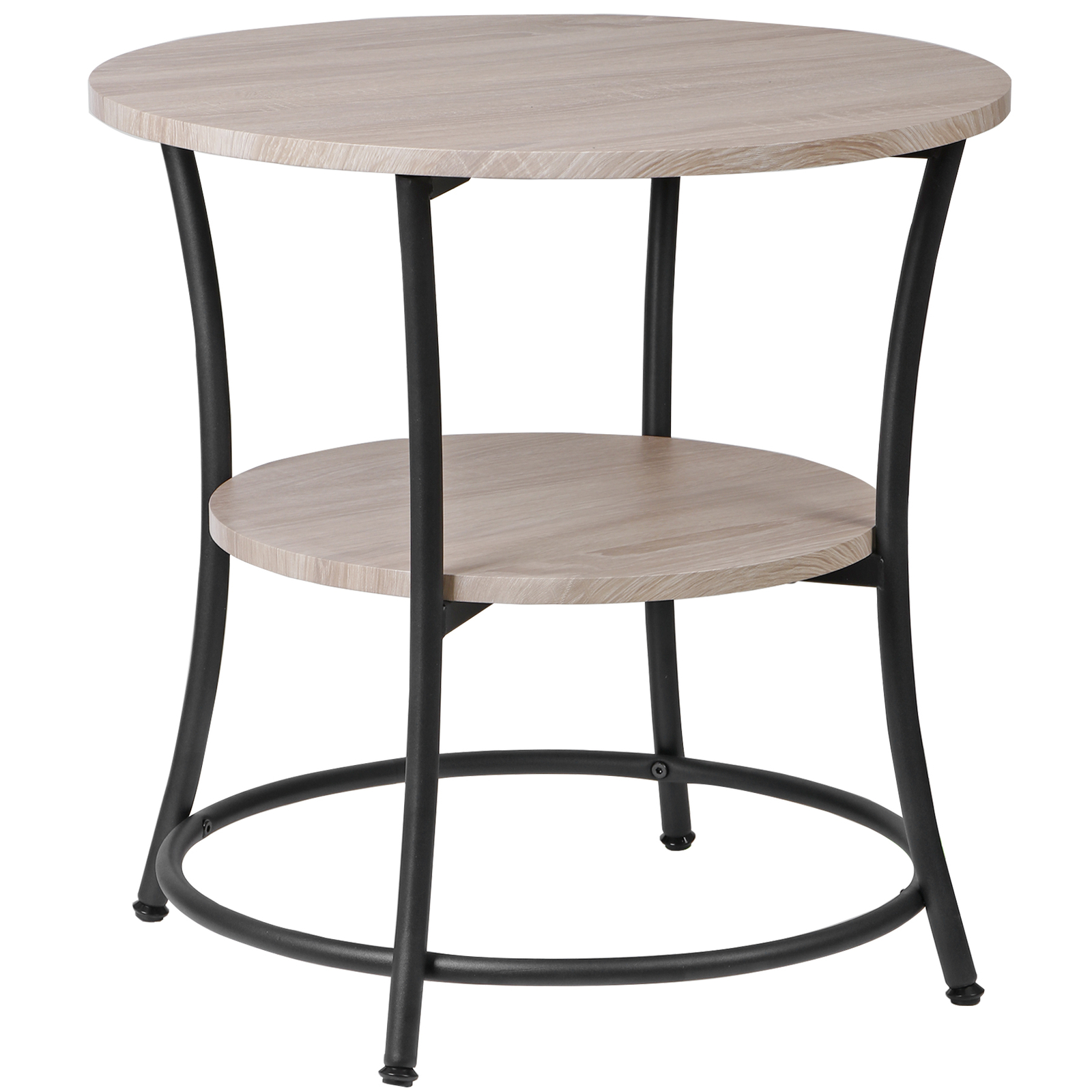 Round End Table 2 Tier Wood Side Table Living Room Accent Table for ...