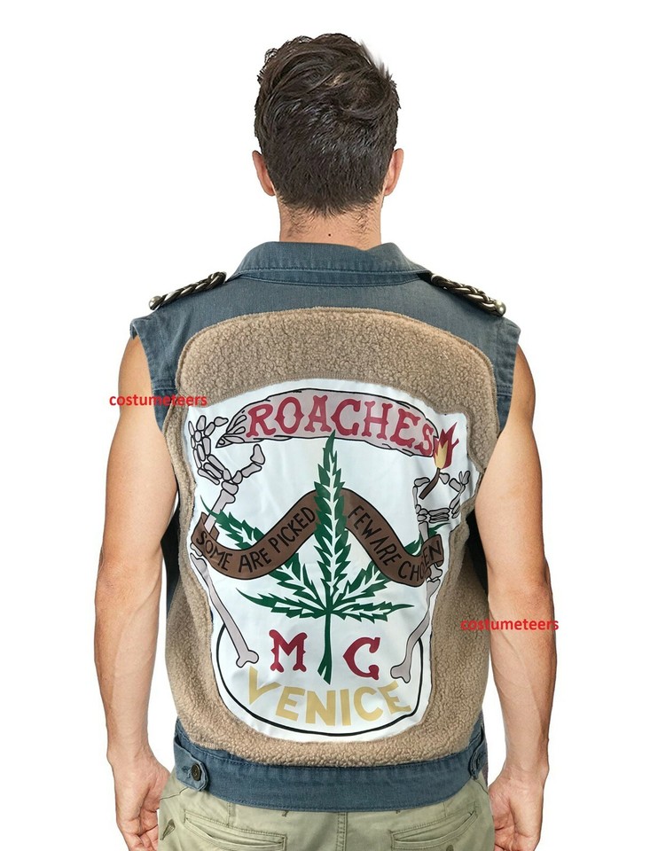 TOMMY CHONG VEST with PINS denim waistcoat cheech Up In Smoke costume ...