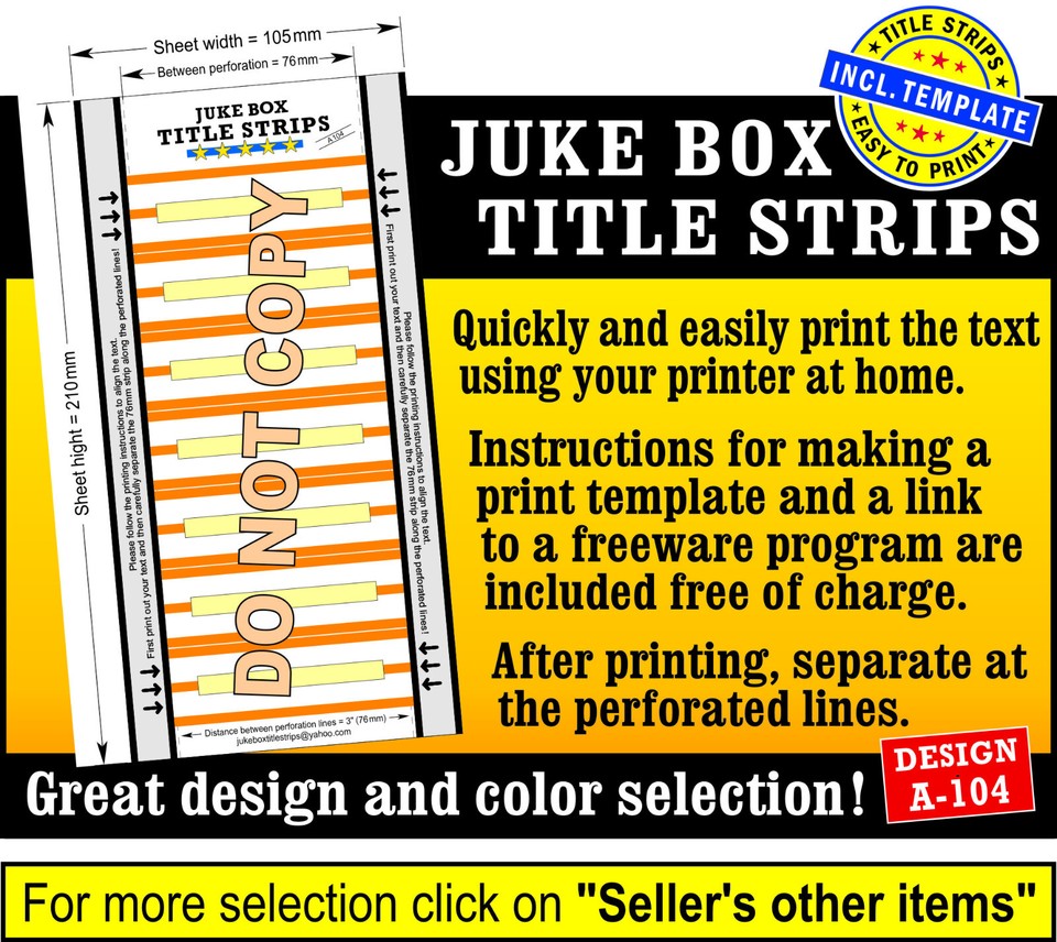 20 Jukebox TITLE STRIPS (Cvc0102us)⭐ incl. PRINT TEMPLATE | eBay
