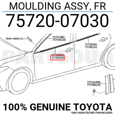 7572007030 Genuine Toyota MOULDING ASSY, FR 75720-07030 | eBay
