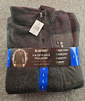 Hi-Tec Men’s Fleece Pullover with Pockets Long Sleeve 1/4 Zip Large ...