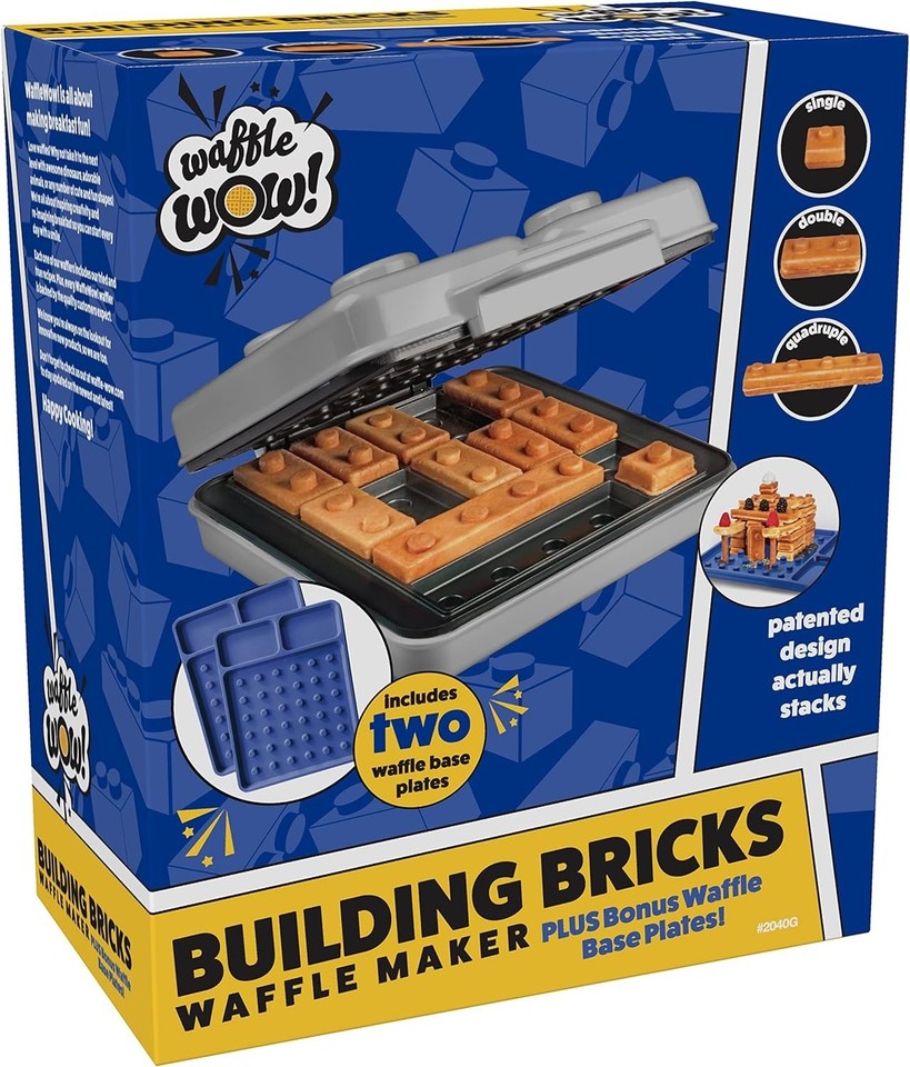 Building Brick Electric Waffle Maker: Non-Stick Grey Design & 2 Plates ...