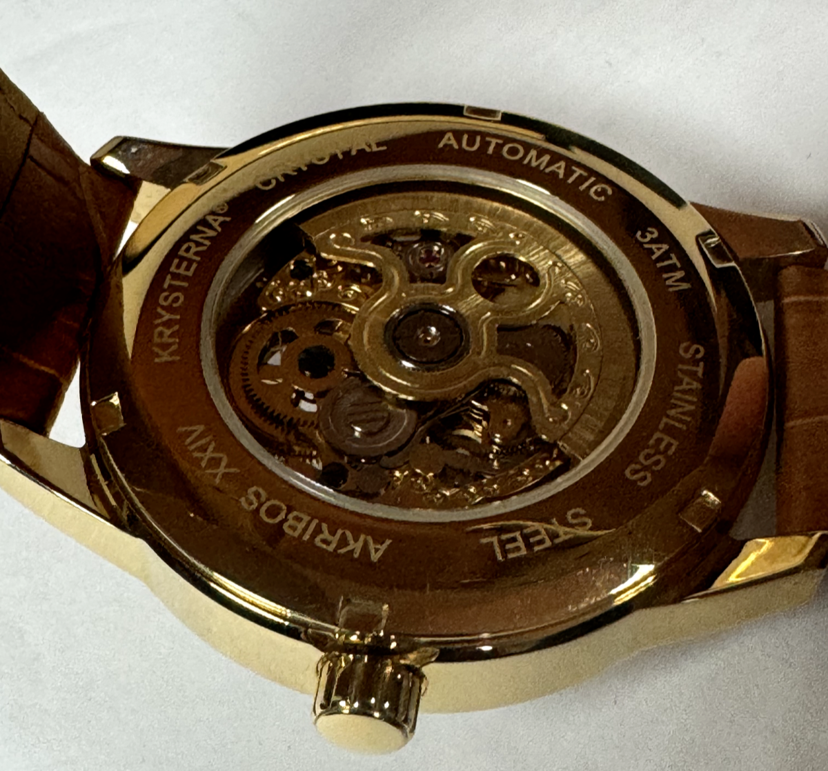 AKRIBOS XVII Men's Automatic Skeleton Watch Gold Tone New in Box | eBay