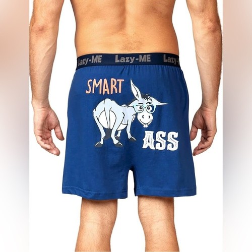 NWT Lazy Me Men’s Smart Ass Donkey Funny Boxers in Navy Size M | eBay