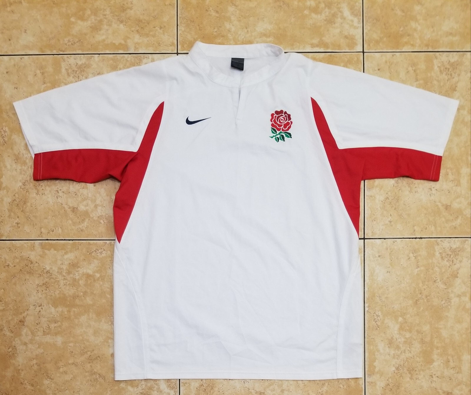 Nike Men's Short Sleeved England Rugby Union Shirt Red Rose White & Red ...