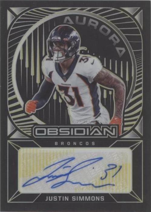 2021 Panini Obsidian - Aurora Autographs Justin Simmons #AA-JS Electric ...
